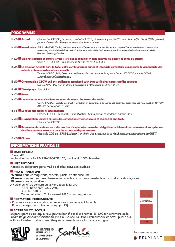 COLLOQUE LA TRAITE SEXUELLE : DES ZONES DE CONFLITS ARMÉS À L ...