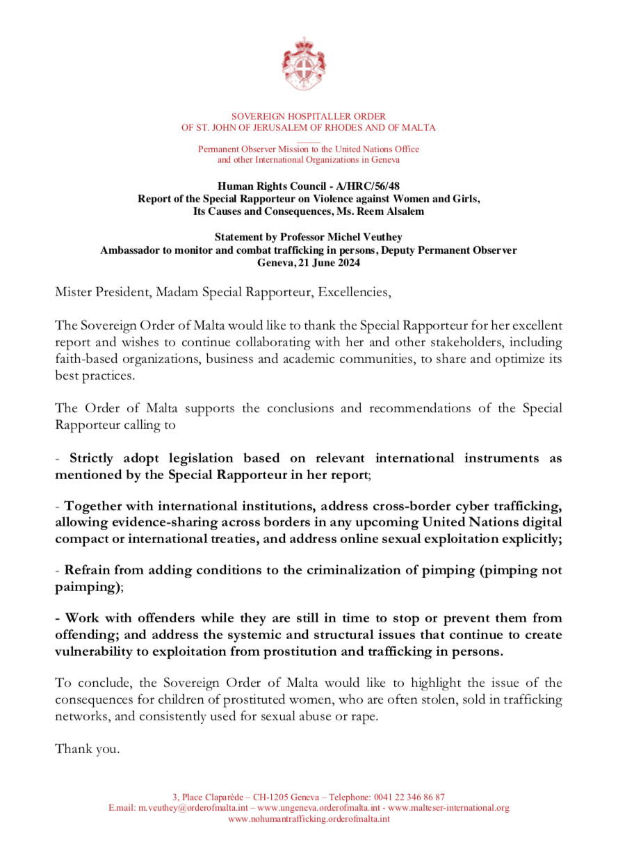Statement on Violence against Women and Children - 56th Session of the ...